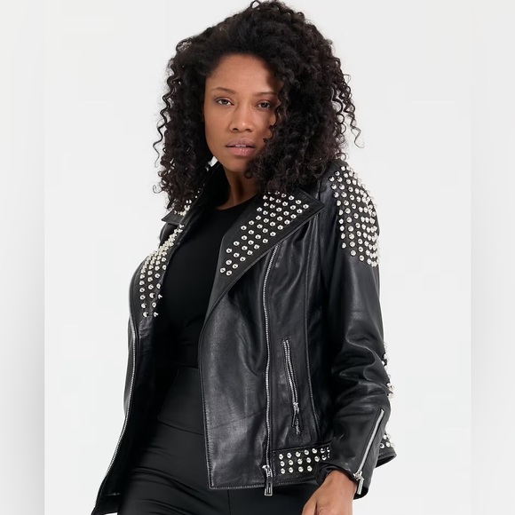 Nero Leather | Jackets & Coats | Leather Studded Punk Biker Jacket ...
